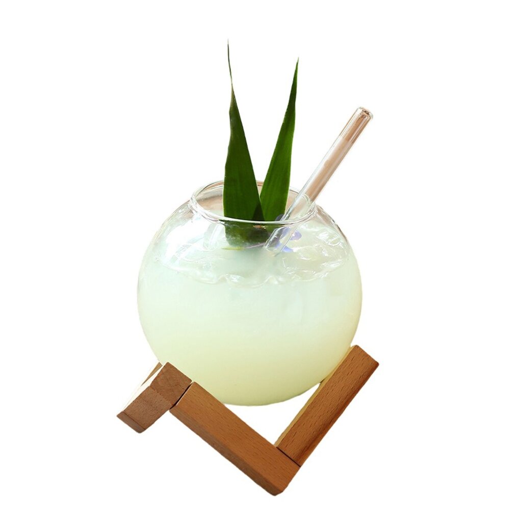 Креативный Стеклянный Стакан Ronud Ball с Деревянной Подставкой Для Напитков, Коктейлей, Стеклянной Посуды, Стаканов Для Холодного Питья, Сока