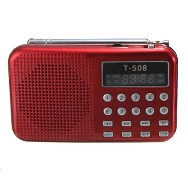 Портативный MP3-проигрыватель с FM-радио и USB, красный