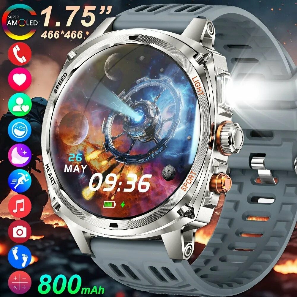 Умные часы JITE, AMOLED, Bluetooth, сенсорный экран, с фонариком