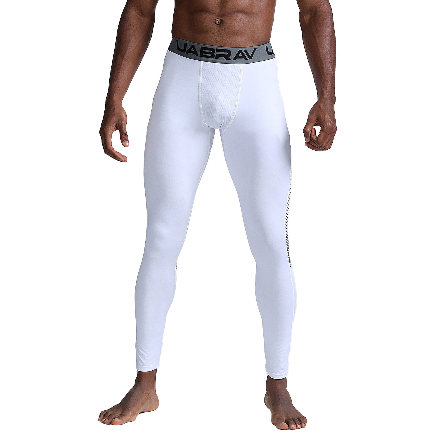 Спортovní штаны-легинсы для мужчин, компрессионные, хлопковые, белые и черные, размеры S, M, L, XL, 2XL, на всю длину голени, для бега, тренировок, спорта