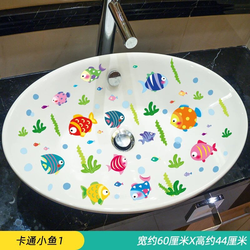 Водонепроницаемые самоклеящиеся декоративные наклейки на плитку для ванной комнаты с изображением морских рыб для