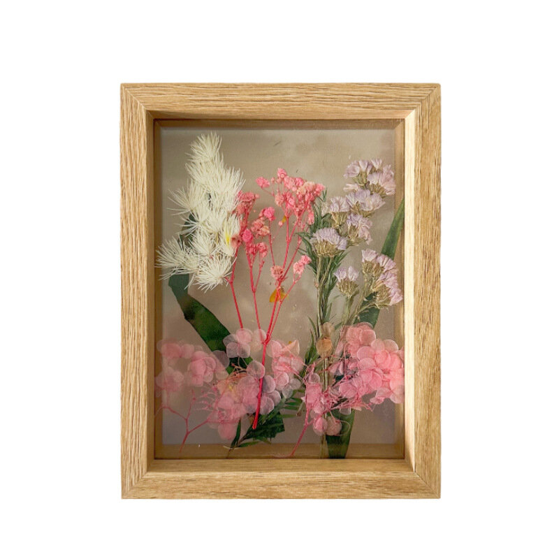 Двусторонняя прозрачная стеклянная фоторамка ручной работы, образец сухоцветов своими руками, фоторамка для гостиной,