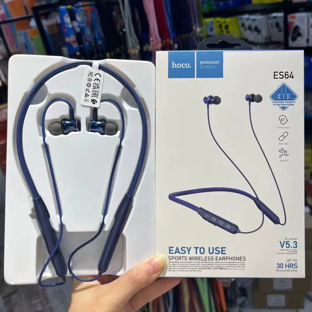 HOCO ES64 беспроводные наушники Bluetooth для спорта с магнитными ушными крючками, стереозвуком, вкладными наушниками —