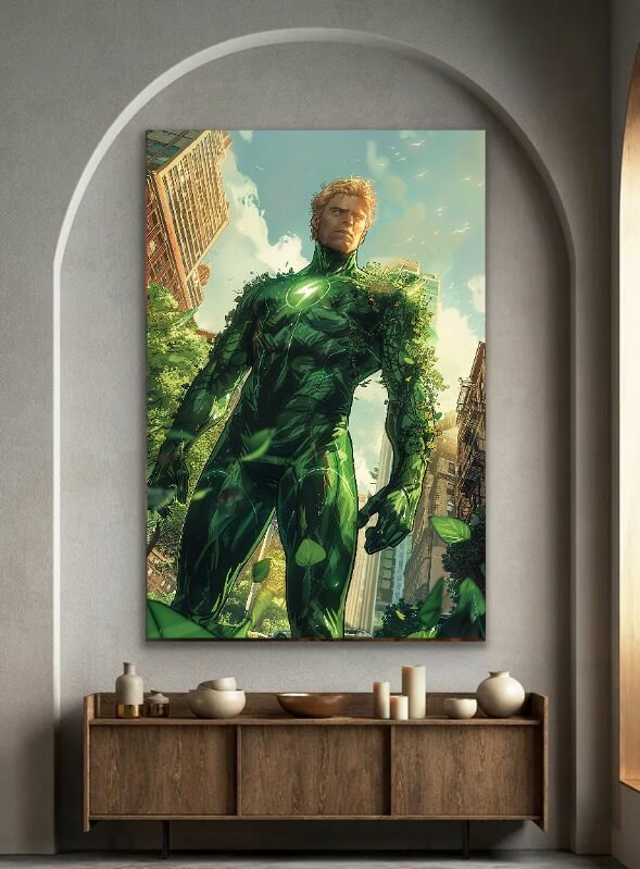 Картина на натуральном холсте , покрыта лаком , 40*70 супер герой