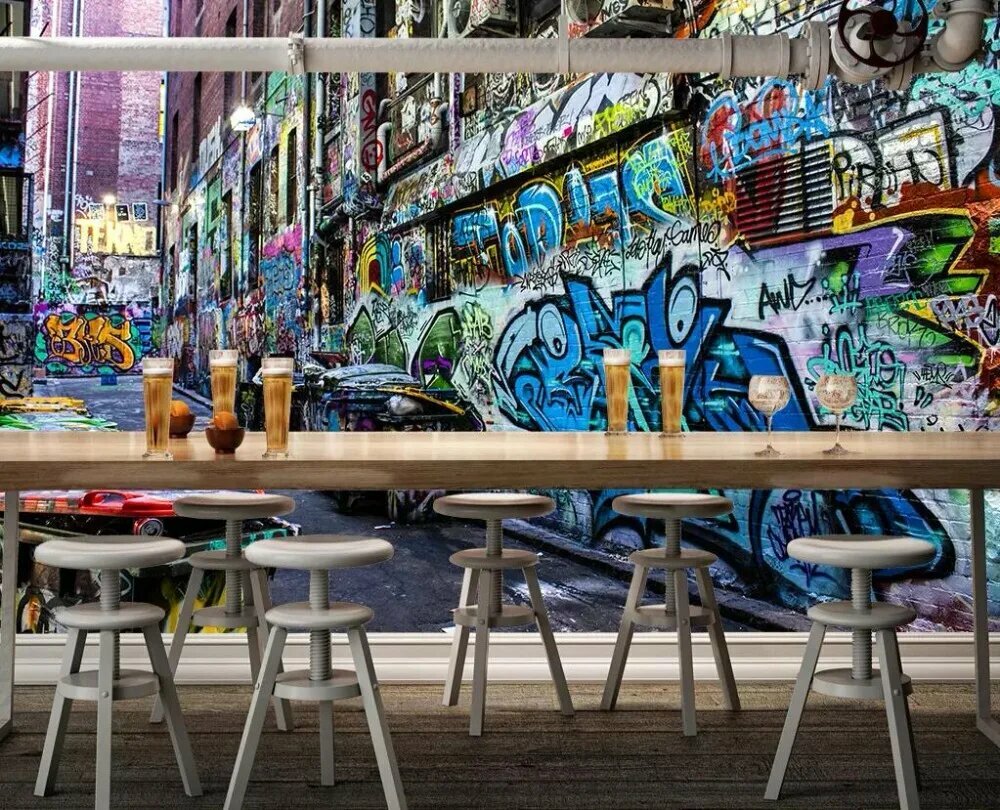 Обои на заказ, трехмерные граффити, alley Building, фон, фреска, украшение дома, самоклеящийся материал, 3d обои, 1, Canvas material