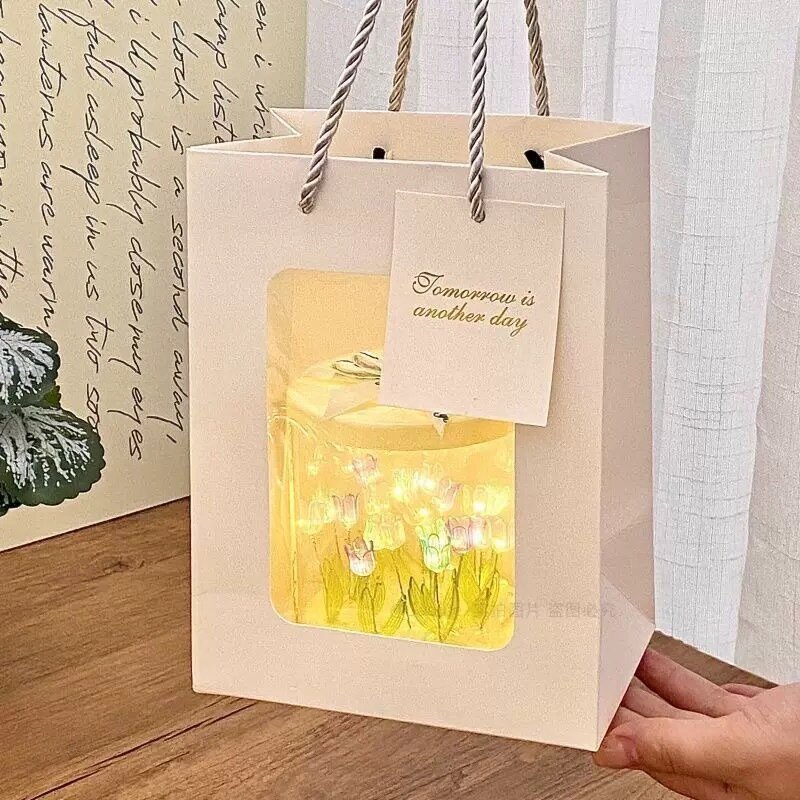 Ночной светильник в виде моря из тюльпанов, креативный, популярный, ручной работы, набор для DIY, коробка для торта, романтическая атмосфера, высокая эстетика