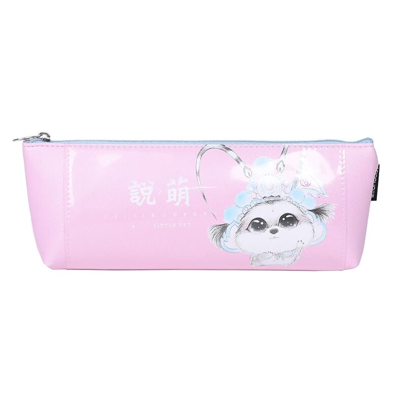 Двухслойный пенал в китайском стиле с рисунком льва, вместительный пенал из искусственной кожи и холста для