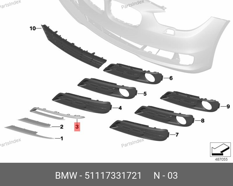Защитная планка Л Бок, BMW 51117331721