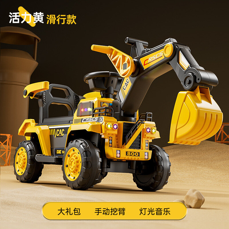 Детская игрушечная машина-экскаватор, каталка для мальчиков и девочек, электрический экскаватор с дистанционным управлением, перезаряжаемый строительный грузовик, машина с крюком