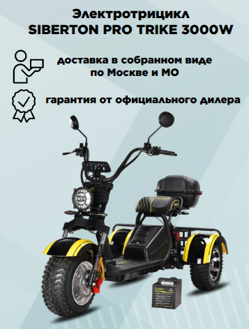 Электротрицикл CityCoCo SIBERTON PRO TRIKE 3000W в сборе