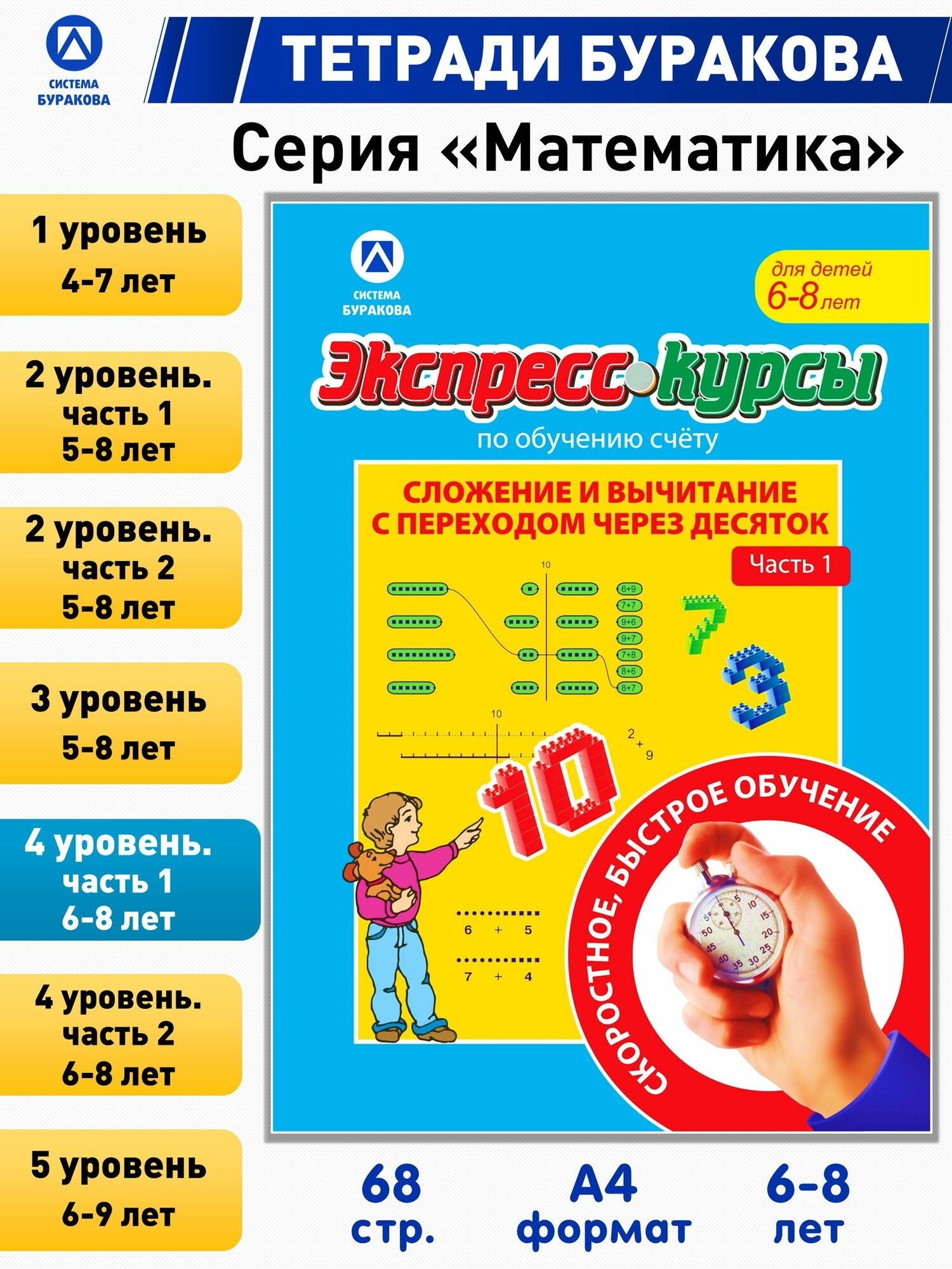 Учимся считать/сложение и вычитание с переходом через 10/Бураков экспресс курсы/развивающие тетради