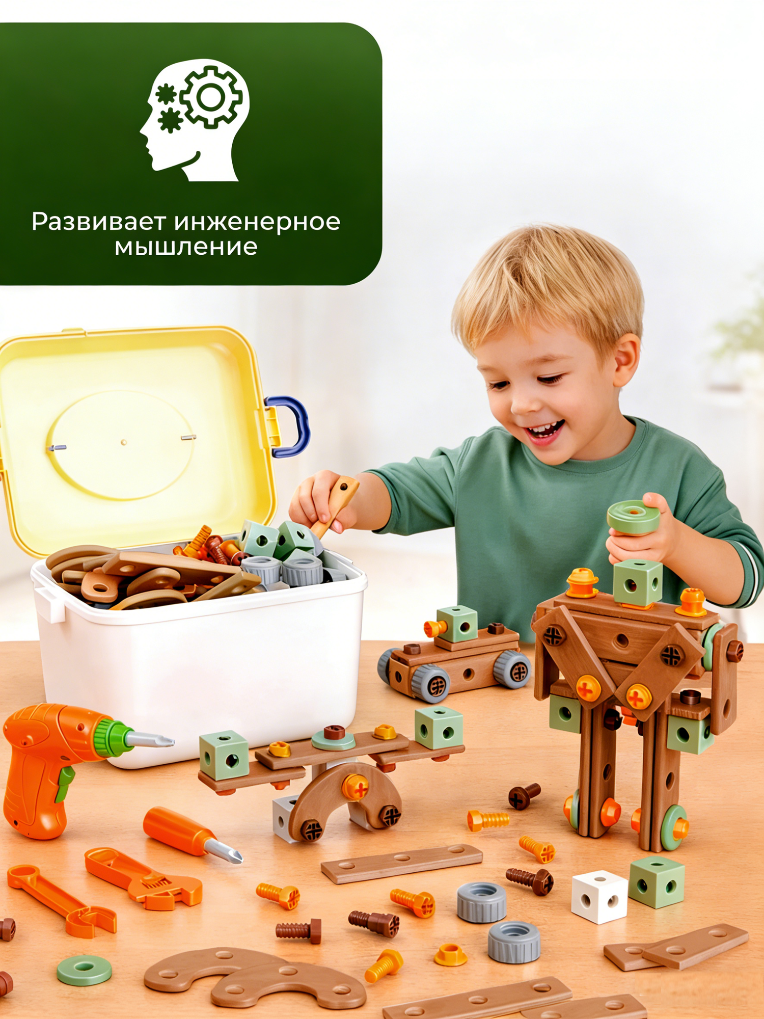 Игровой набор инструментов Набор для творчества детей с электрической отверткой, игрушка для развития навыков