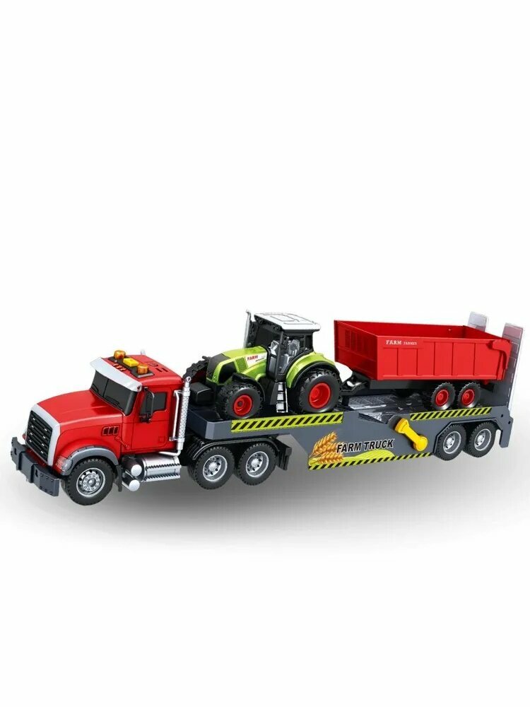Машинка для мальчика "Эвакуатор автовоз с трактором" Funky Toys со светом и звуком 53 см.