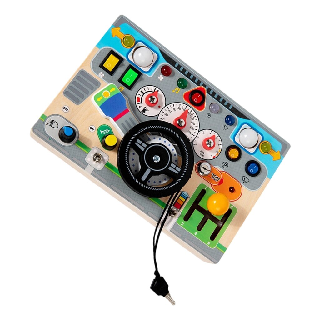 Деревянное имитационное рулевое колесо, светодиодный переключатель, зеленая доска с надписью "занято", развивающие игрушки для детей для изучения правил дорожного движения