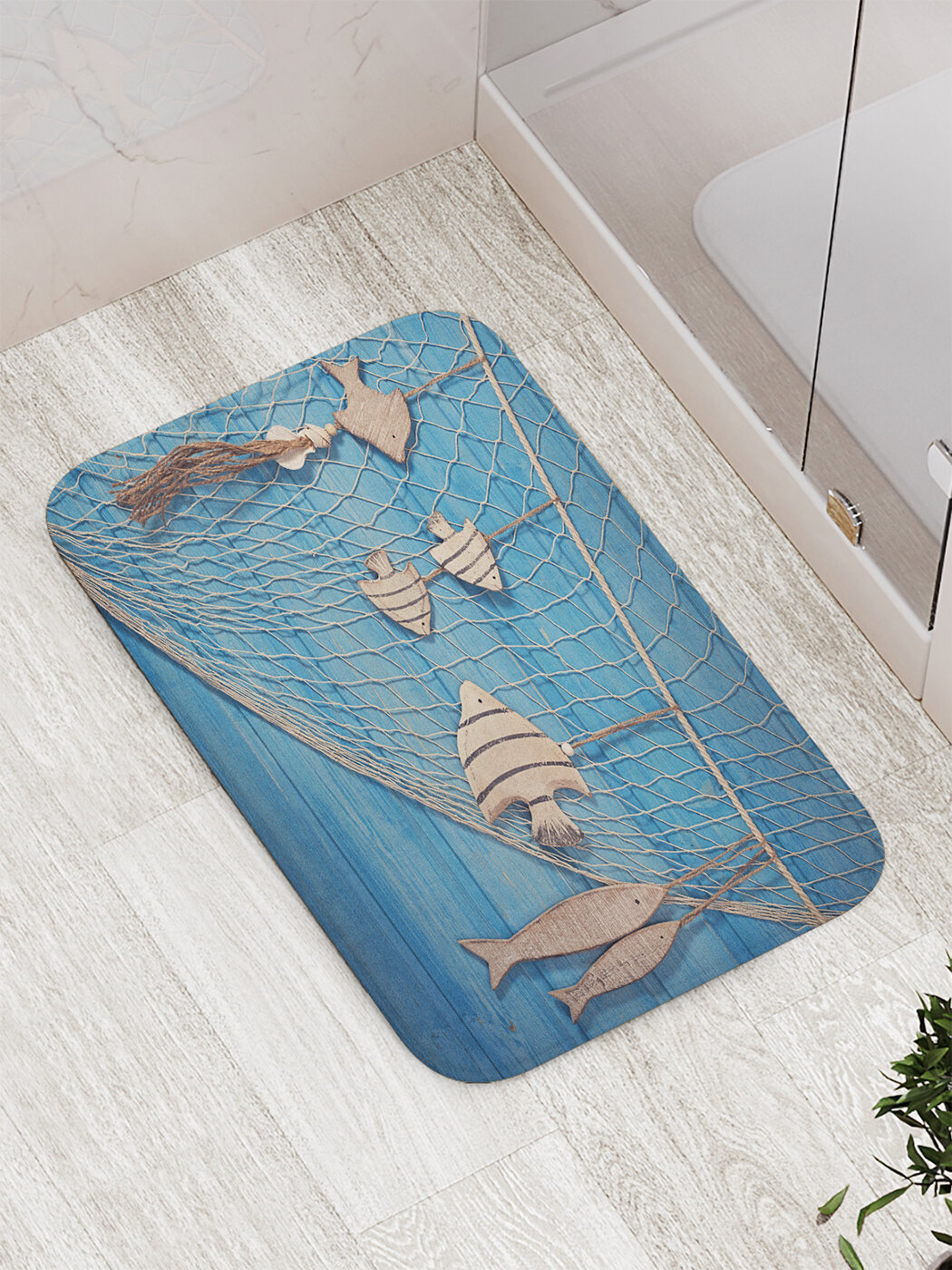 Коврик для ванной комнаты, туалета "Сувенирный улов" противоскользящий, 52х77 см, JoyArty