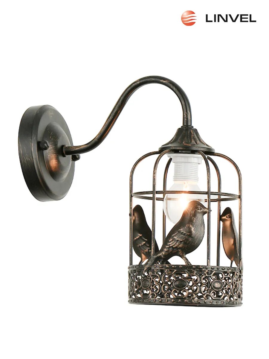 Бра на стену 1 плафон с птичкой черный