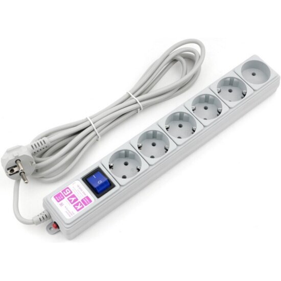 Сетевой фильтр Power Cube 6 розеток 5м 16А/3,5кВт (белый)