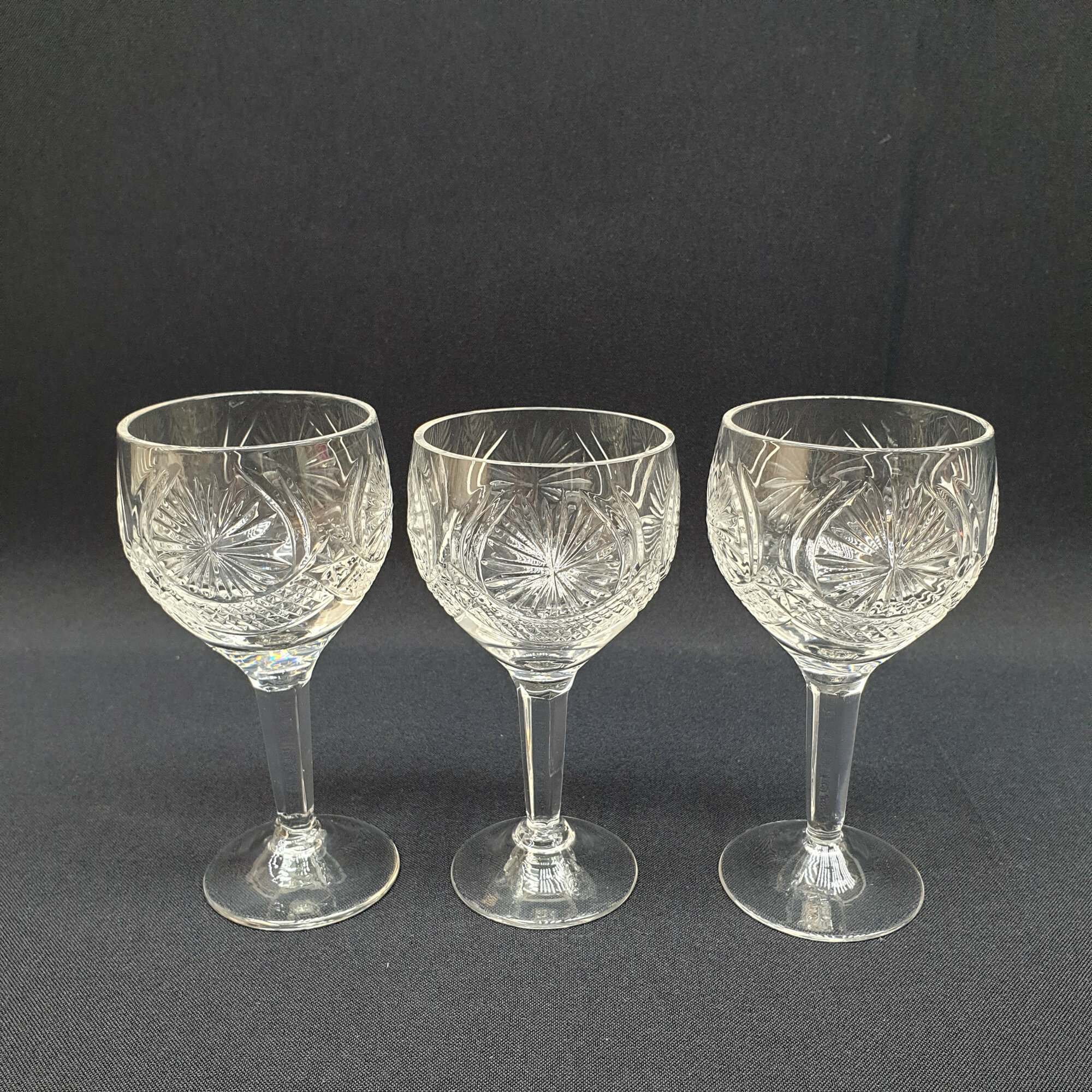 Набор рюмок 3 шт 60 мл, хрусталь, 12 см. Винтаж, СССР.