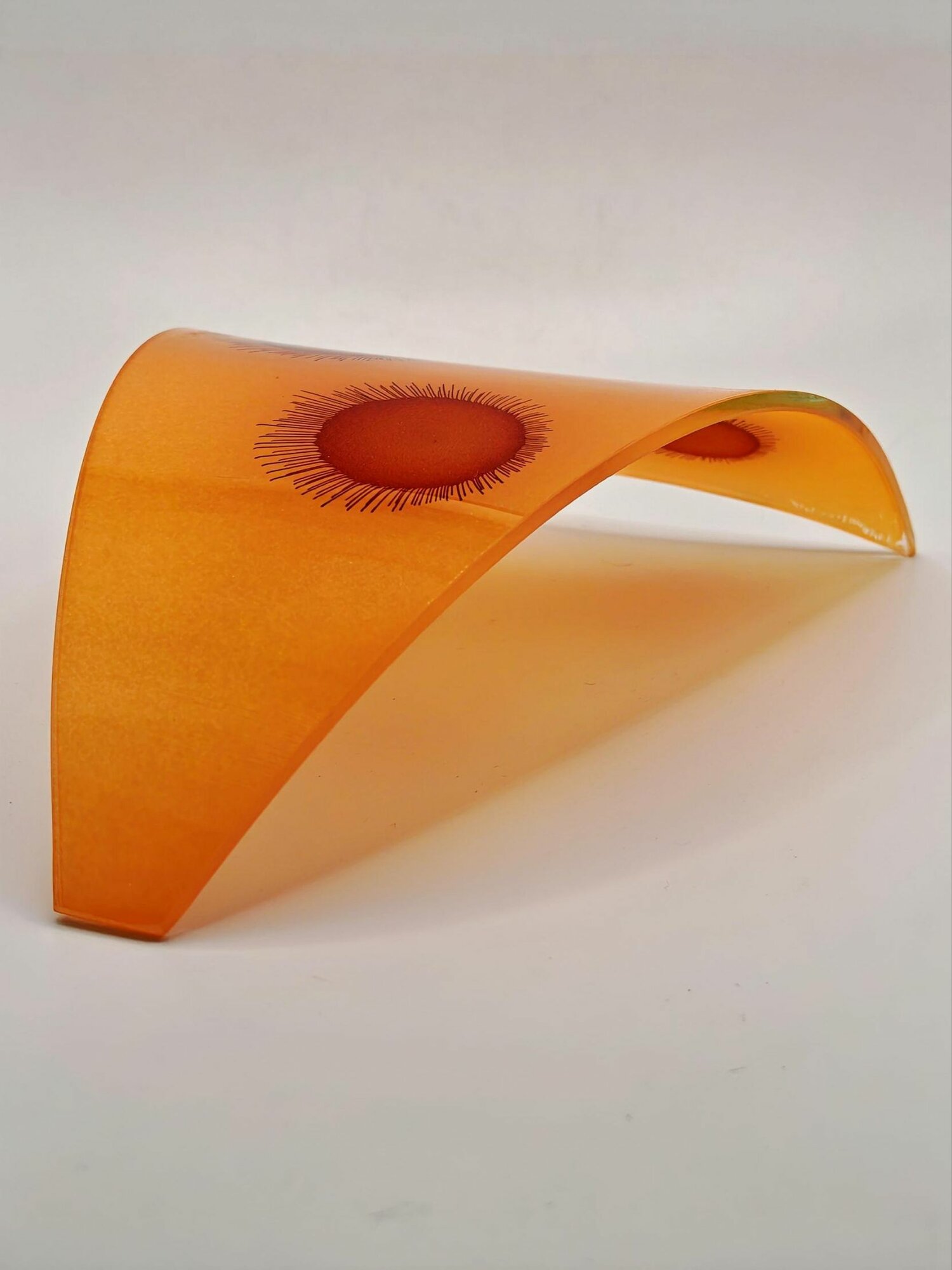 Плафон "Лист" для светильников и бра, оранжевый с узором (168мм)