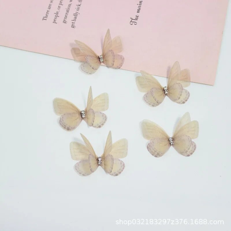 10 шт, алмазная сетка, аппликация в виде бабочки, ювелирные изделия, головные уборы, одежда, сделай сам, двухслойная сетка ручной работы, серьги с цветочной нашивкой, заколка для волос