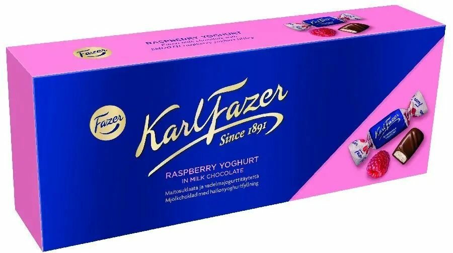 Повреждённые! Шоколадные конфеты Fazer малиновый йогурт, 250 гр. (Финляндия)