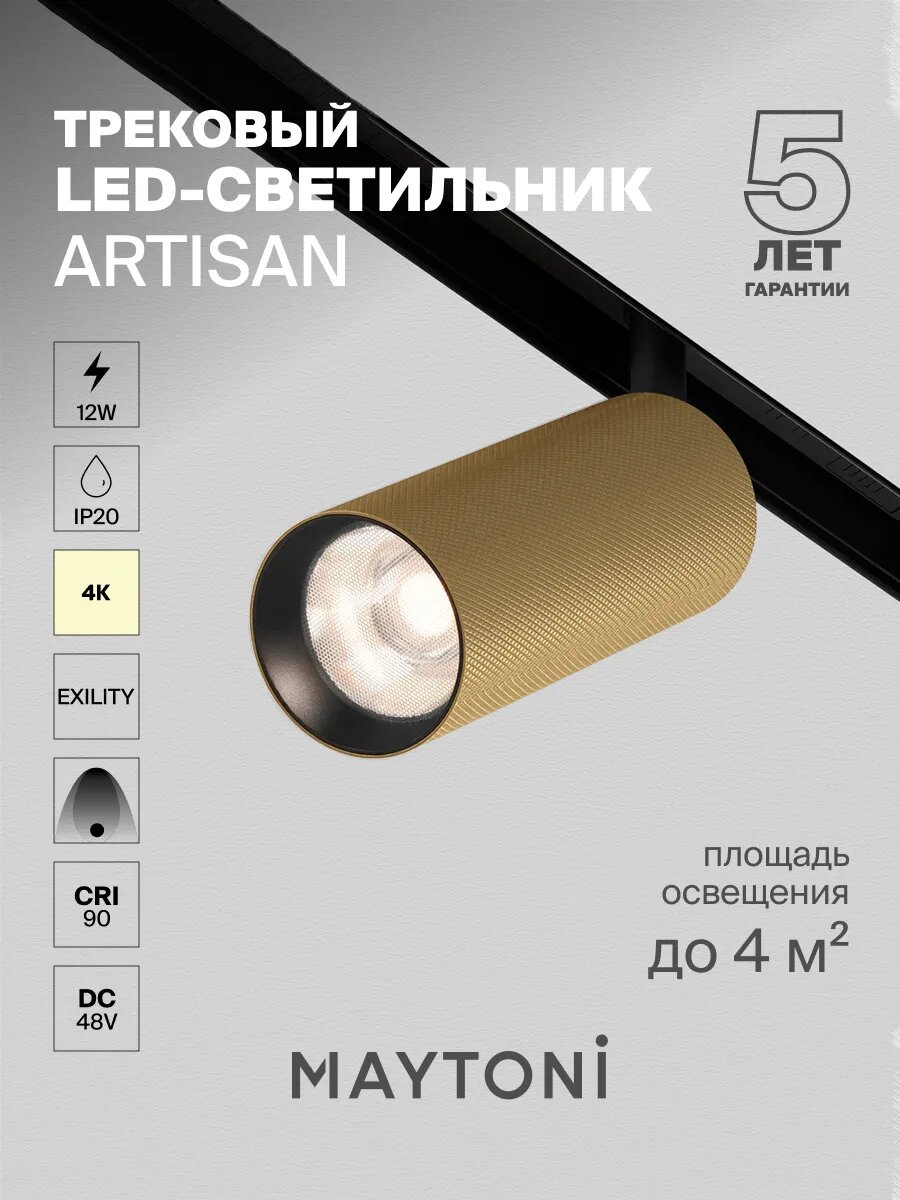 Трековый светильник Maytoni TR097-2-12W4K-M-BMG, 48 В, IP20,