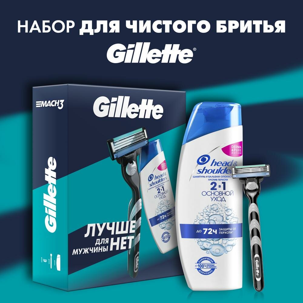 Набор для бритья Gillette Mach3. с шампунем