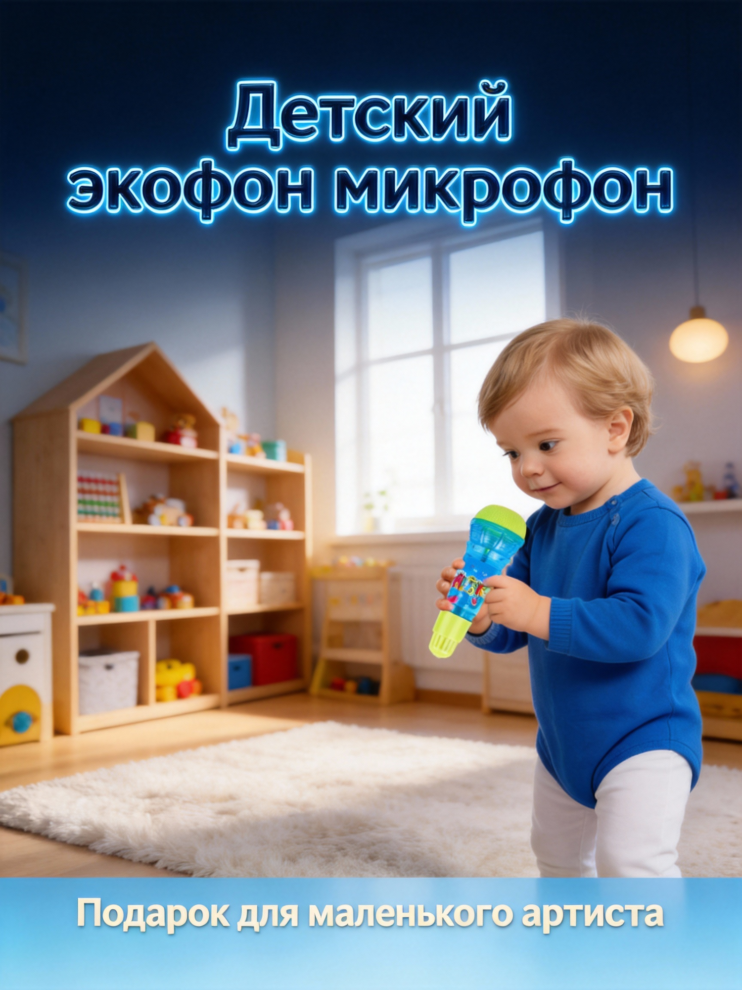 Детский эхо-микрофон, портативный пластиковый без батареек для дома и детского сада, стимулирует речевую активность и игровое творчество