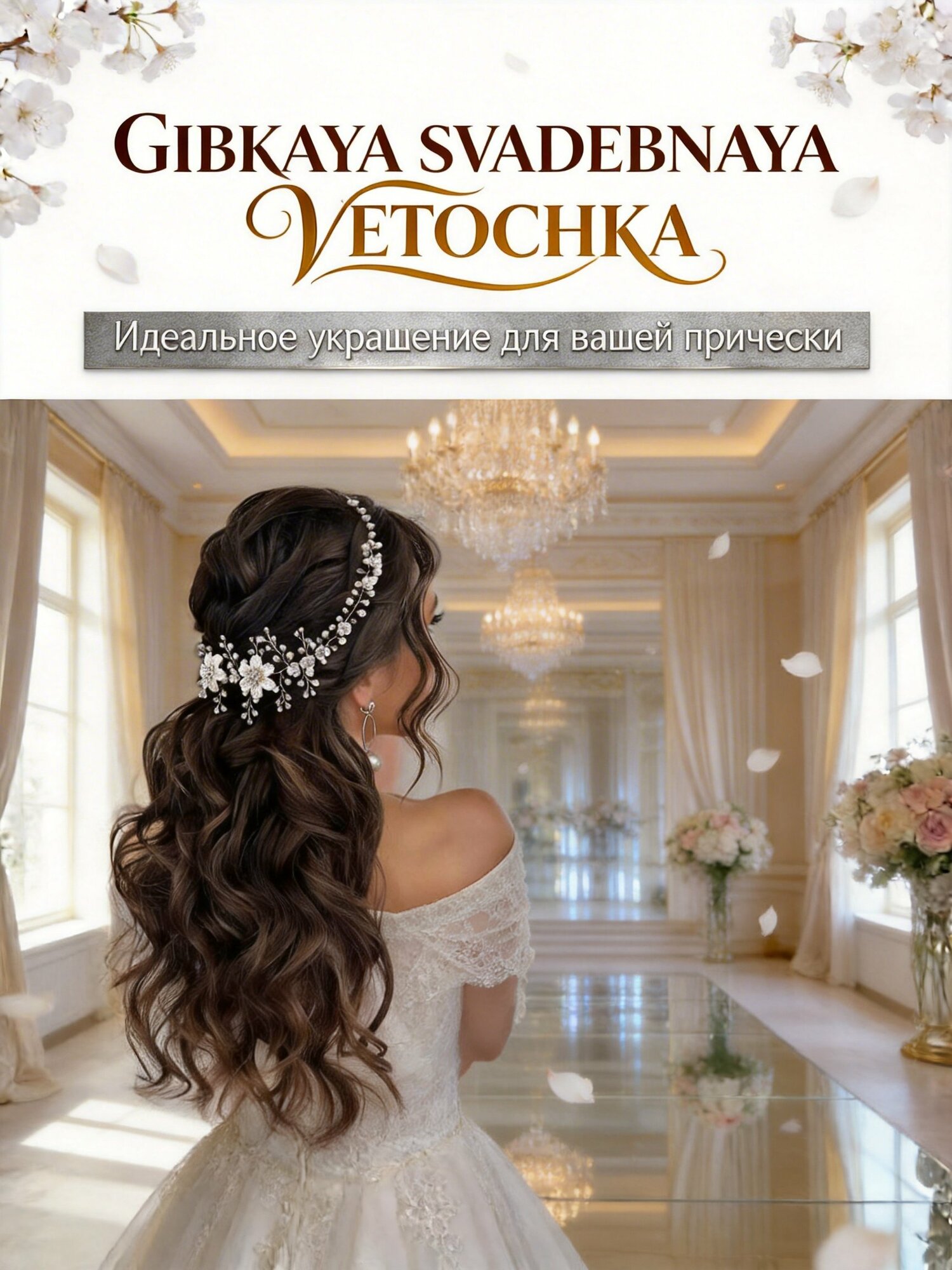 Гибкая свадебная веточка для волос, жемчужные бусины и цветочки на мягкой проволоке для романтической прически невесты со стразами