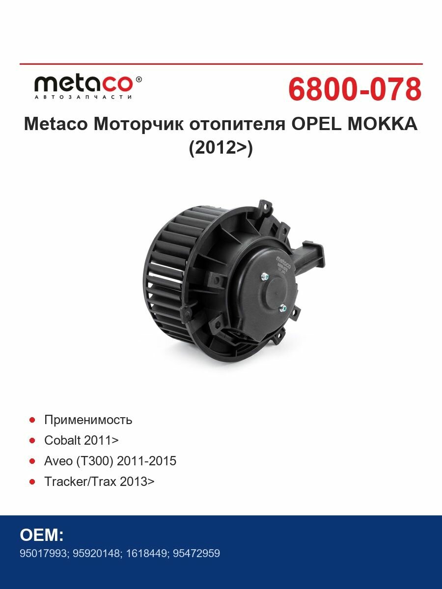 Metaco Моторчик отопителя OPEL MOKKA (2012>)