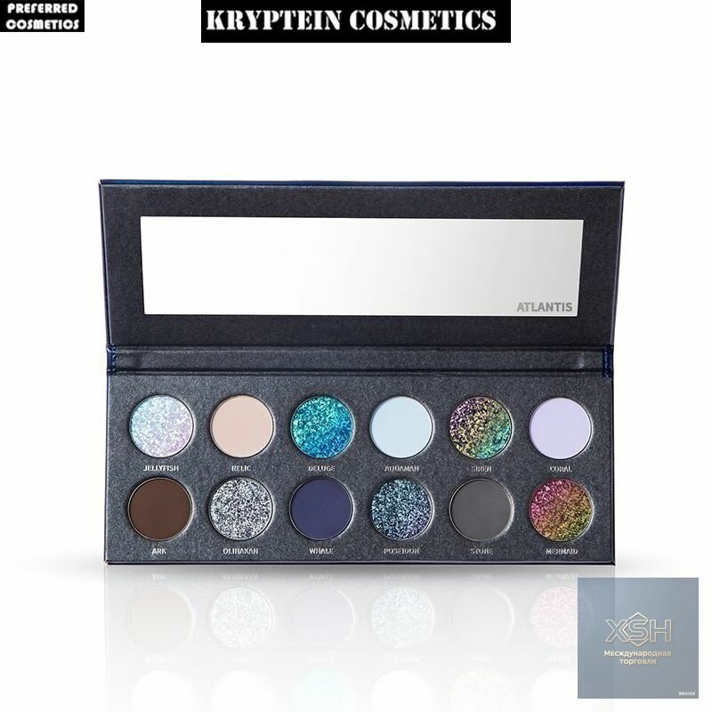Палитра теней для век KRYPTEIN COSMETICS , Шесть матовых, четыре разноцветных, два блестящих, 15.6 г - Atlantis