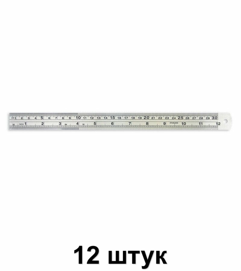 Attache Линейка металлическая, 30 см, 12 шт