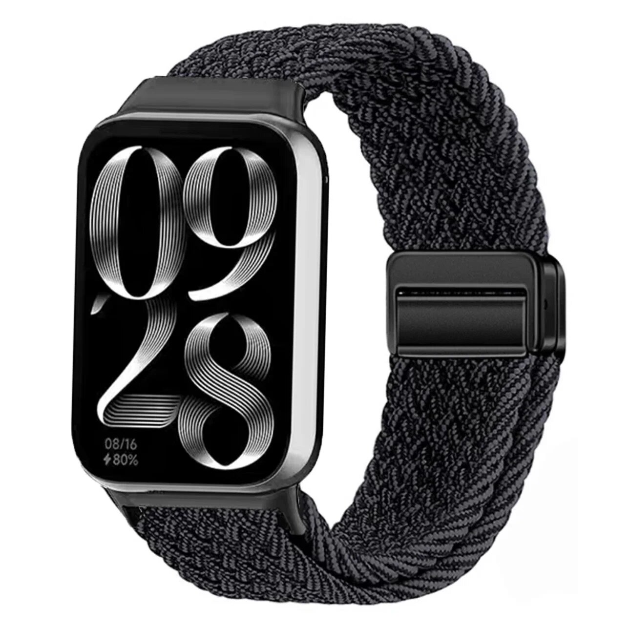 Магнитный нейлоновый ремешок для Xiaomi Mi Band 10 Pro 9 Черный, For Mi Band 10 Pro, Metallic black