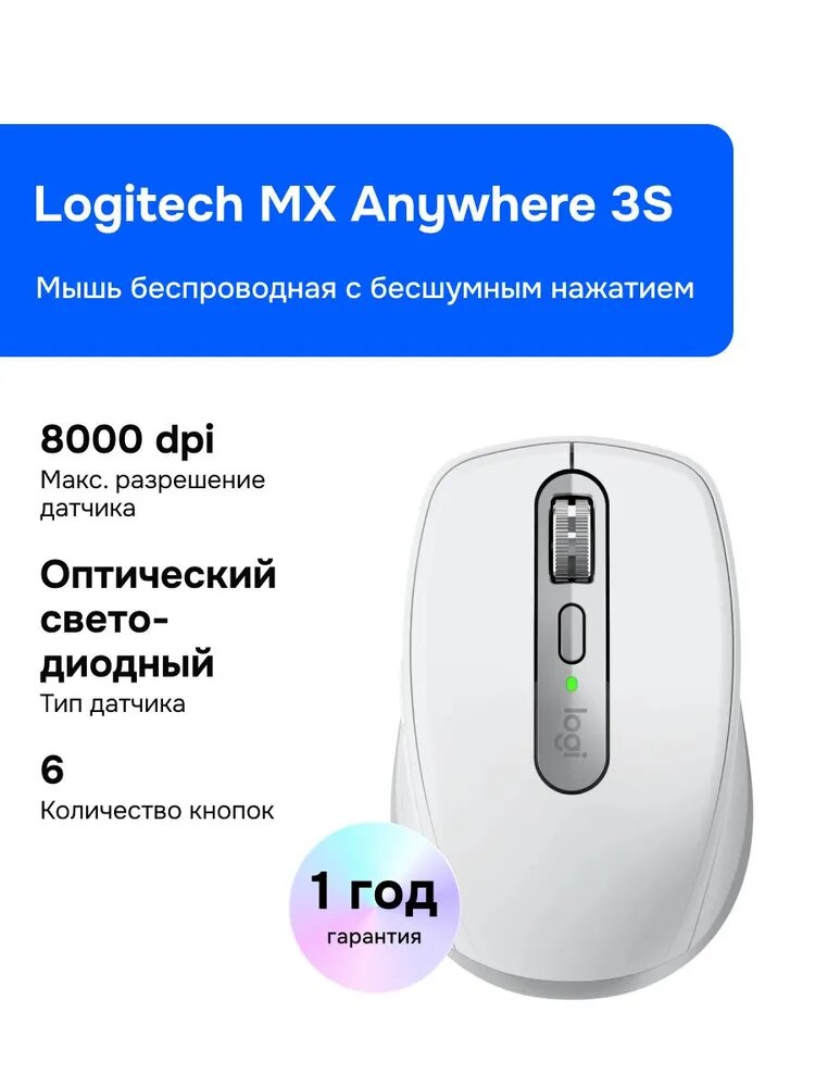 Logitech MX Anywhere 3S Bluetooth Беспроводная мышь, черная