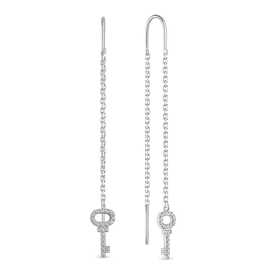 Серьги, серебро, 925 проба, фианит