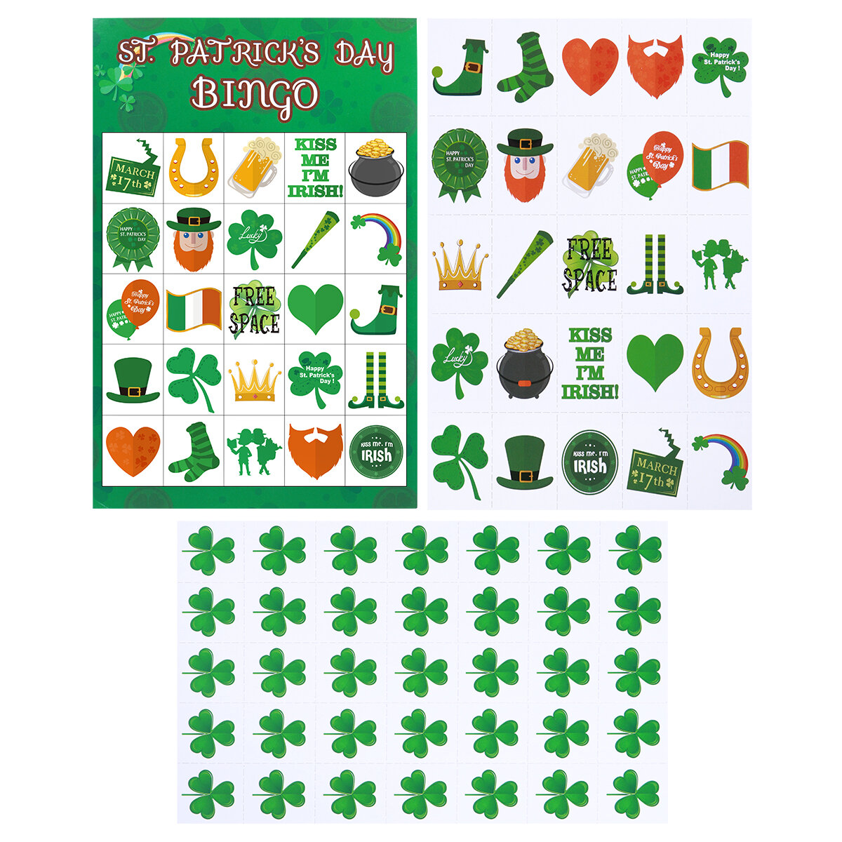 Набор для игры в бинго ко Дню Святого Патрика Tinksky (33 листа) Shamrock Bingo для 24 игроков для детей