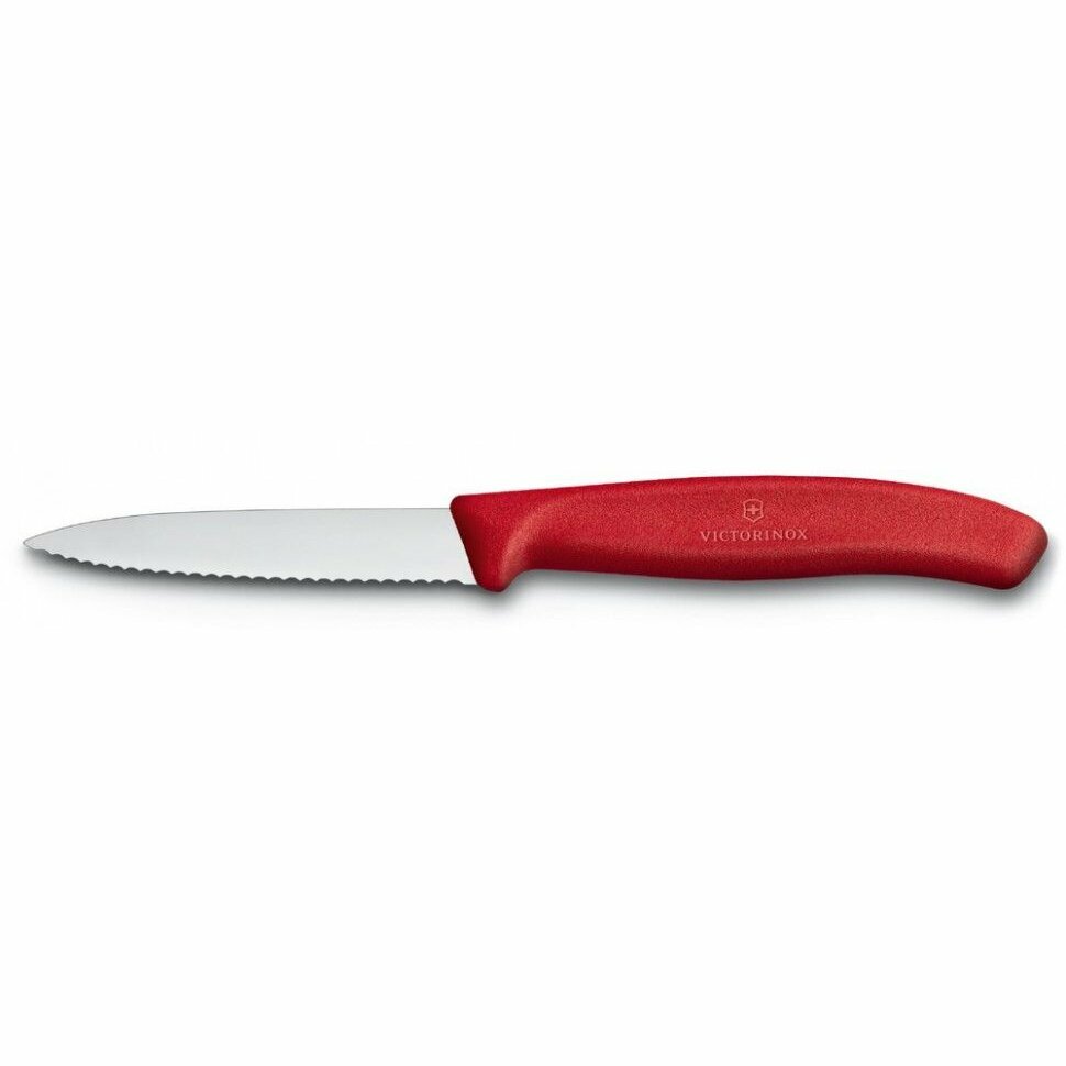 Нож кухонный Victorinox Swiss Classic 6.7631. С1 стальной универсальный для овощей лезв.80мм серрейт. заточка красный