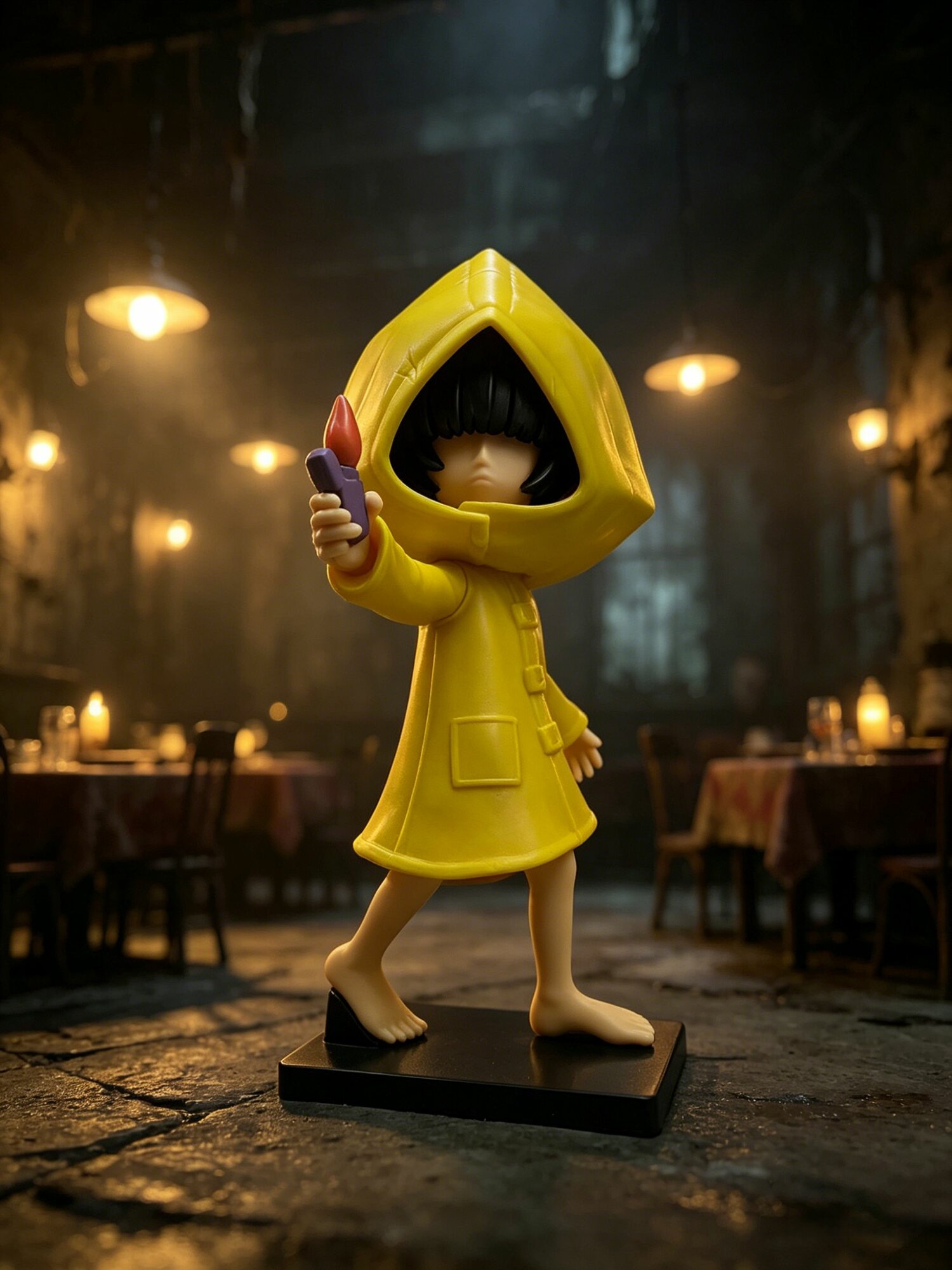 Фигурка Шестой из Little Nightmares, 17 см, жёлтый плащ, коллекционная статуэтка коллекционная фигурка из видеоигры игровой персонаж