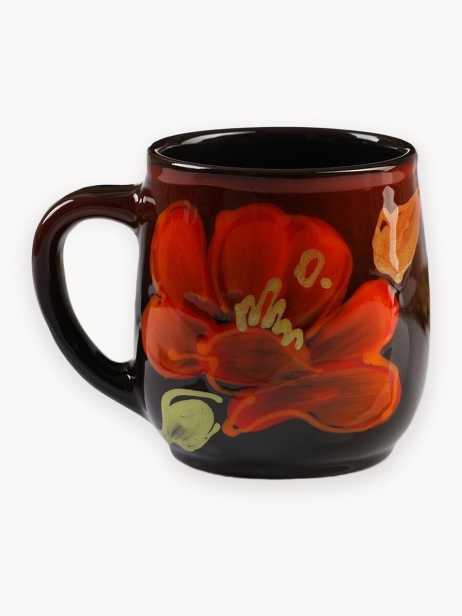 Кружка Псковский Гончар "Мак на черном", керамика, 350 мл 6535830