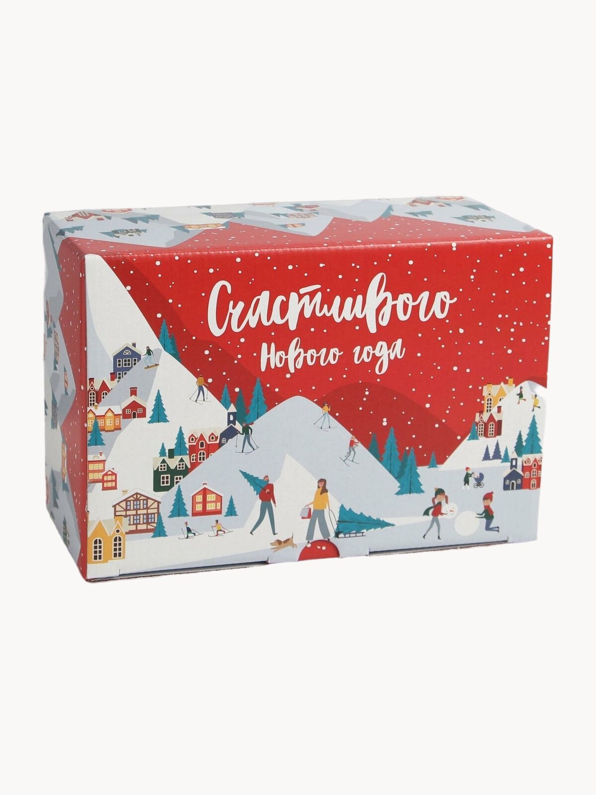 Коробка подарочная "Зимний город", 22 × 15 × 10 см, красный, для подарка на Новый год