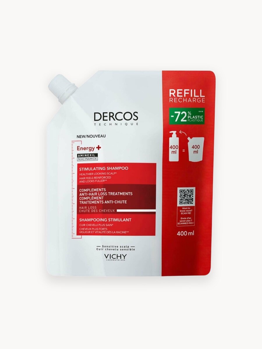 Шампунь Vichy Dercos Energy+, против выпадения волос, сменный блок, 400мл