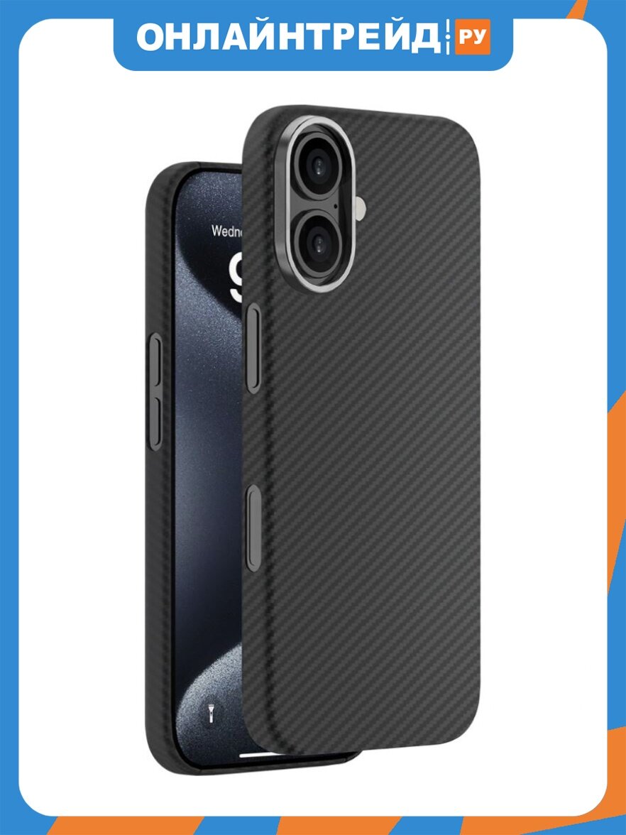Чехол Deppa для Apple iPhone 16, Real Kevlar MagSafe, черный (84260)