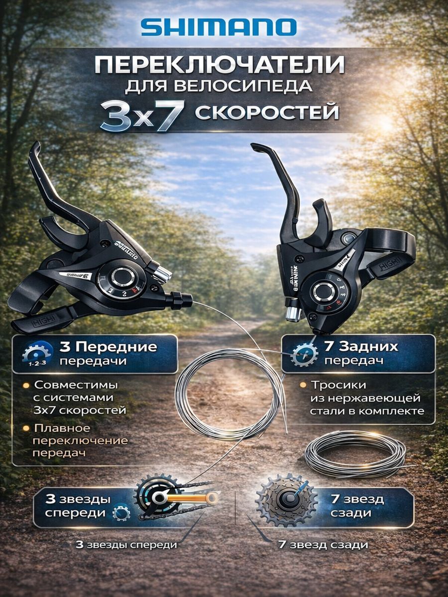 Шифтеры для велосипеда 3х7 скоростей, типа Shimano EF-51