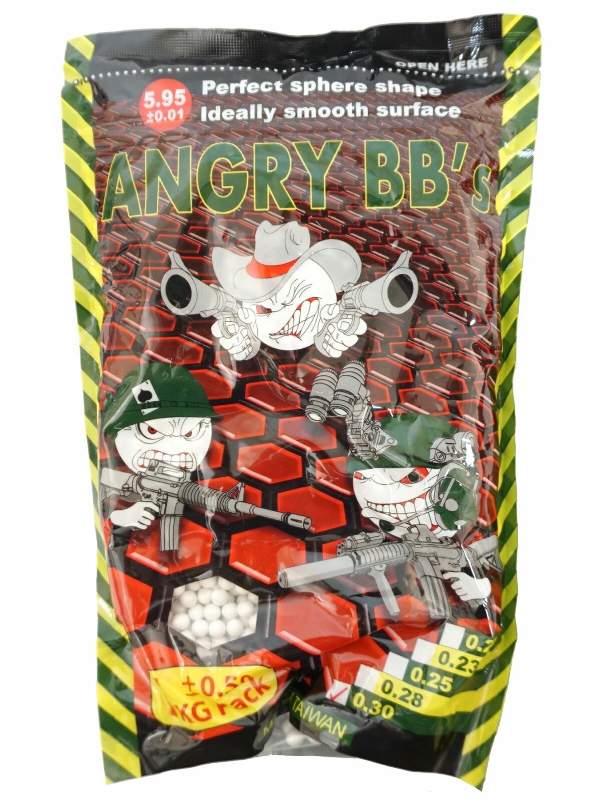 Шары для страйкбола Angry BB's 0,30 г, 3300 штук (1 кг, белые)