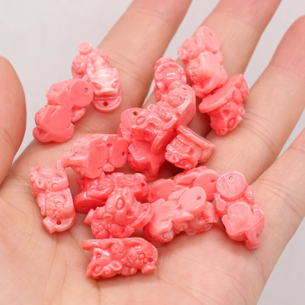 Розовые бусины из искусственного коралла Pixi 10х19 мм