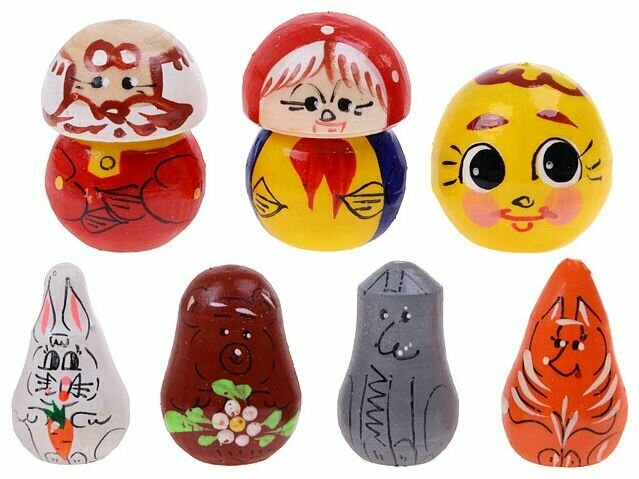 Пальчиковый кукольный театр "Колобок", детский сюжетно-ролевой набор из 7 фигурок, развитие воображения и координации