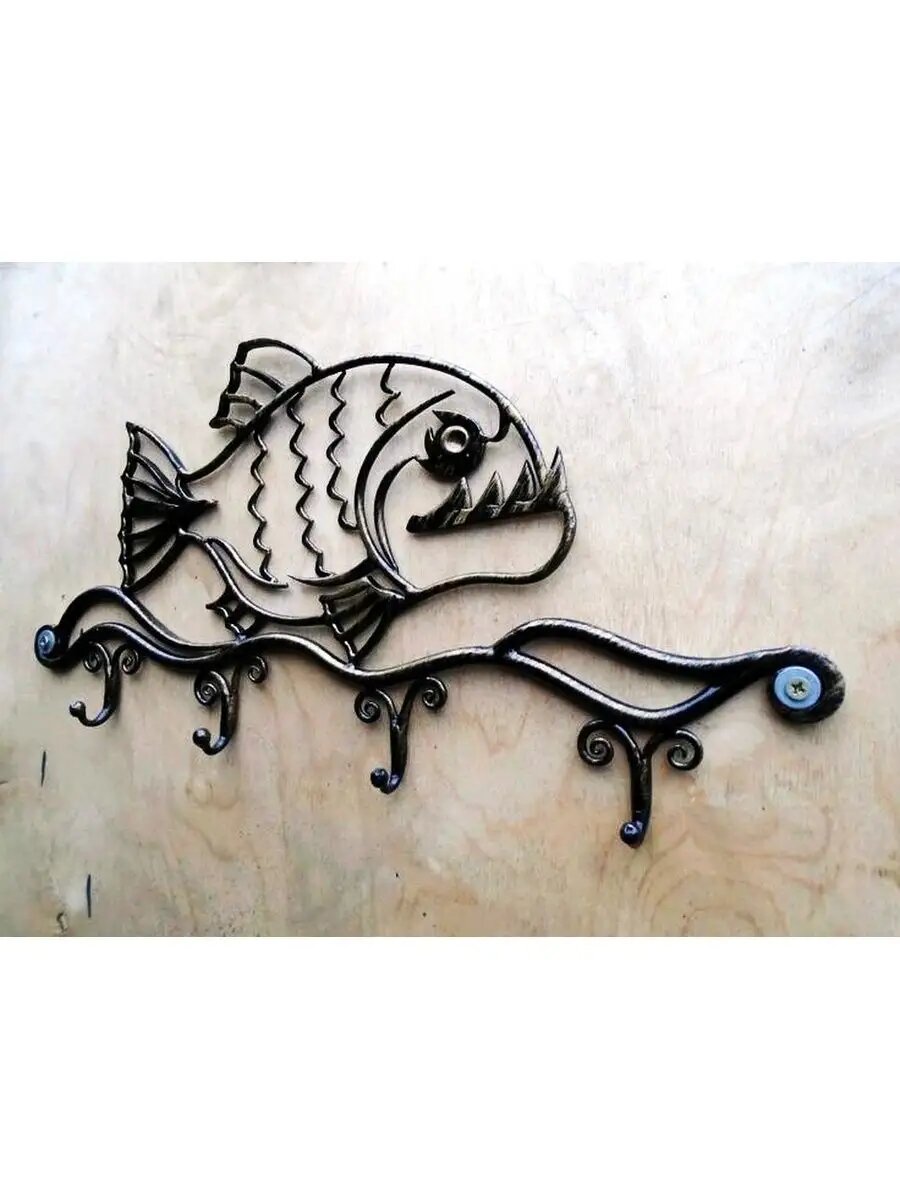 Вешалка ключница настенная, Студия кованой мебели Нива, цвет матовое золото