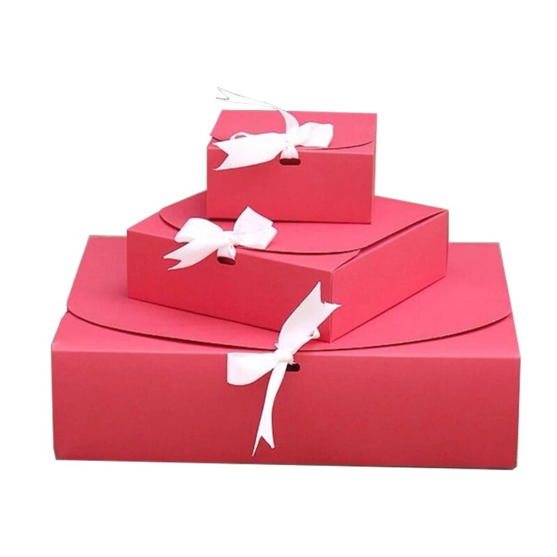 10 шт, белая/коричневая/черная/красная/синяя бумажная коробка разных размеров, подарочная коробка для вечеринки, лента для свадьбы, дня рождения, ручной работы, конфет, печенья, футболка, коробка