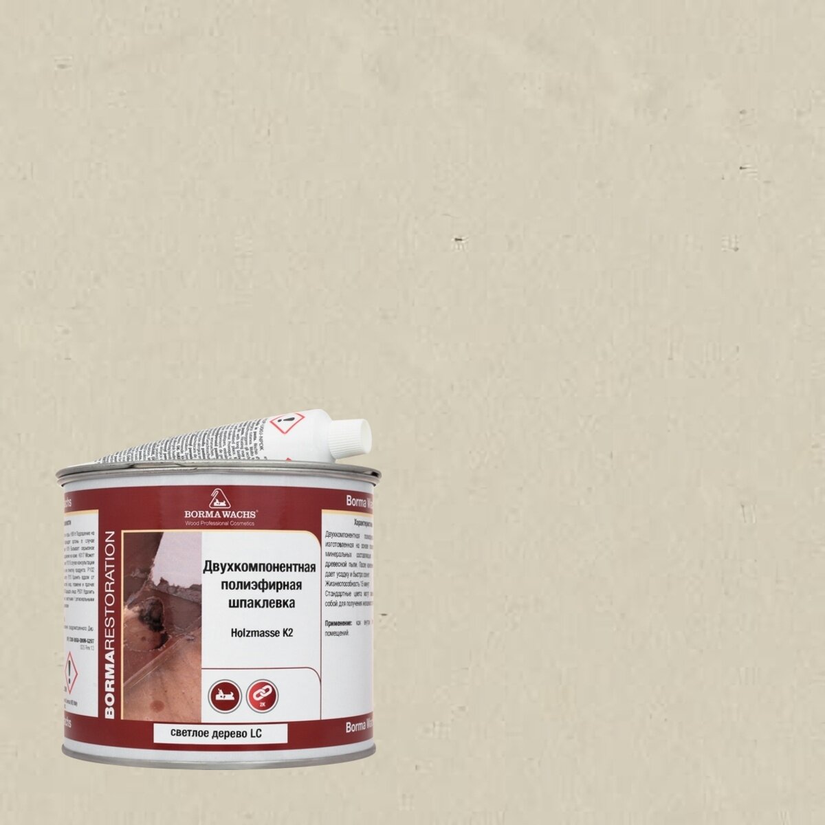 Двухкомпонентная полиэфирная шпаклевка Borma Holzmasse K2 750 мл - 08 Натуральное дерево 1960LC-6T