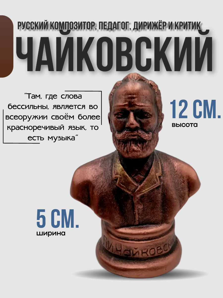 Бюст Чайковский П. И. отечественного производства из высокопрочного гипса.